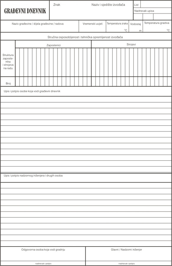 Gradevinski Dnevnik A4 NCR G060 - Silk Trade d.o.o. Tešanj